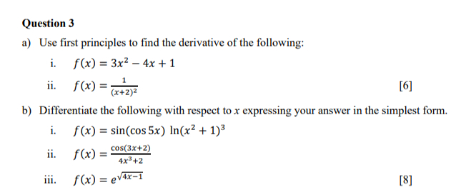 Solved Question 3a) ﻿Use first principles to find the | Chegg.com