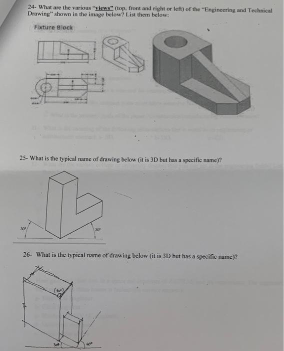 Solved 24- What are the various "views" (top, front and | Chegg.com