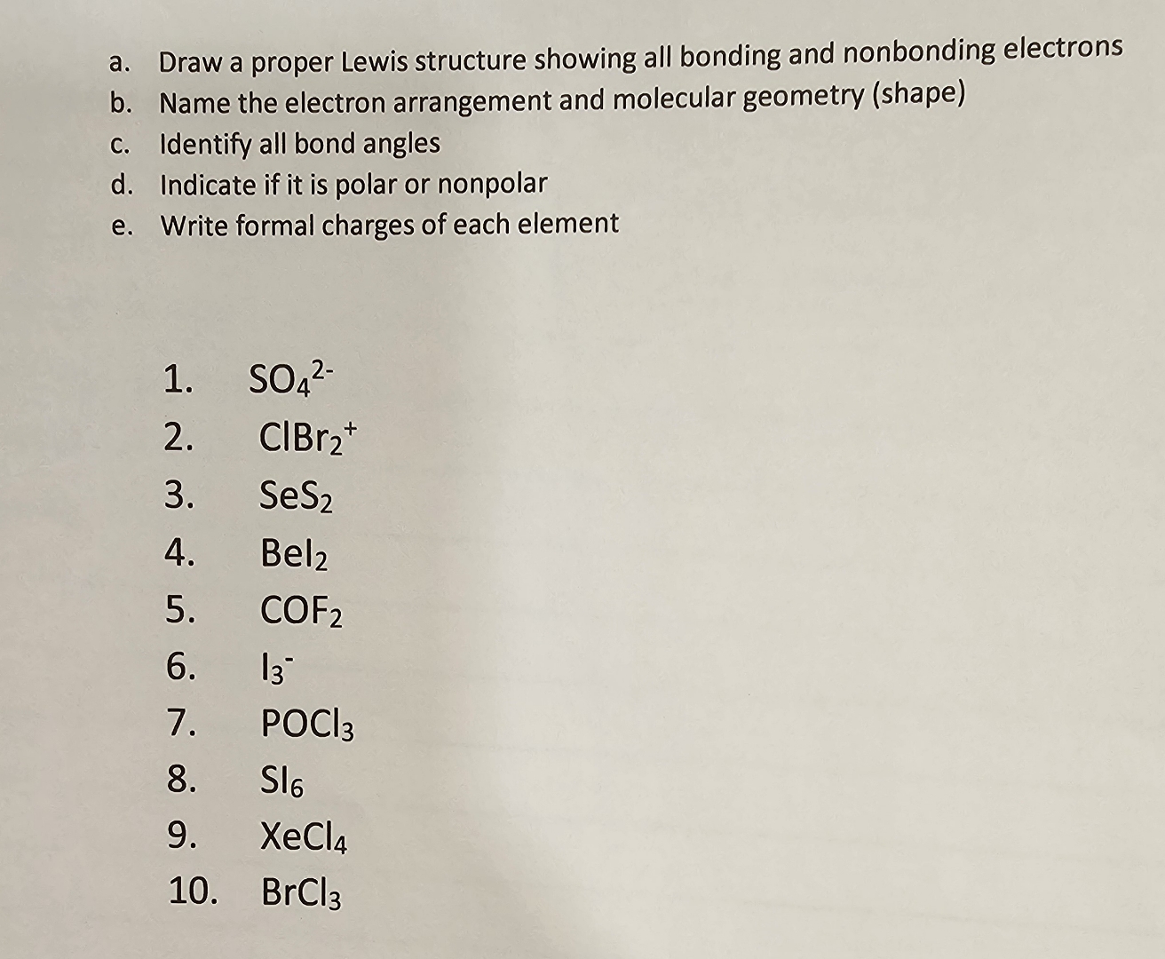 Solved a. ﻿Draw a proper Lewis structure showing all bonding | Chegg.com