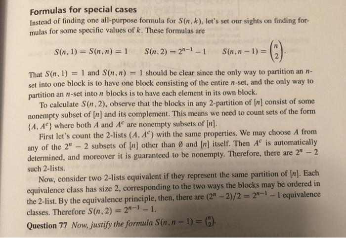 Solved Formulas for special cases Instead of finding one | Chegg.com