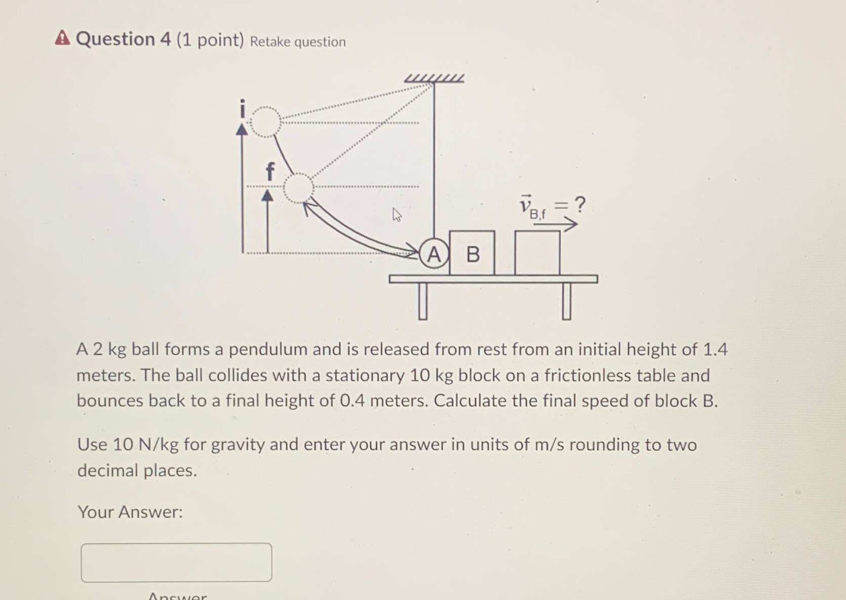 Solved Question 4 (1 ﻿point) ﻿Retake questionA 2kg ﻿ball | Chegg.com