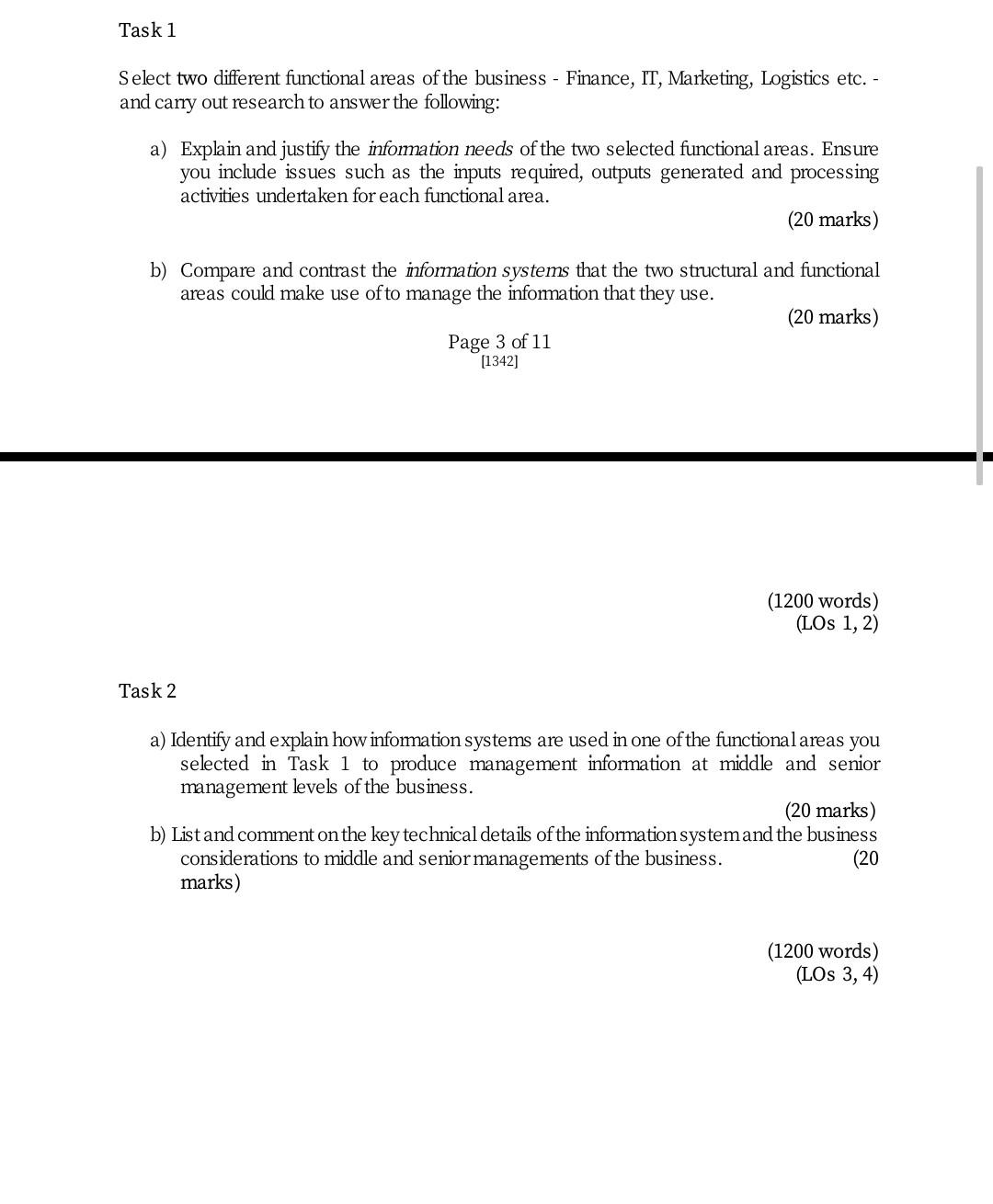 Solved Task 1 S elect two different functional areas of the | Chegg.com