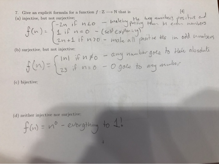 Solved 7. Give an explicit formula for a function :Z- N that | Chegg.com