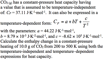 CO2 (g) has a constant-pressure heat capacity having | Chegg.com
