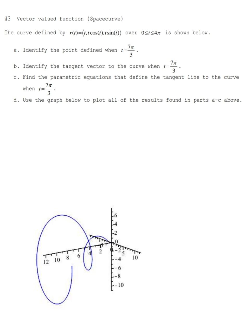 Solved # #3 Vector valued function (Spacecurve) The curve | Chegg.com