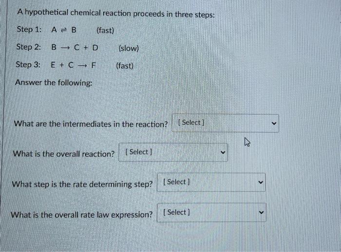 Solved A hypothetical chemical reaction proceeds in three | Chegg.com