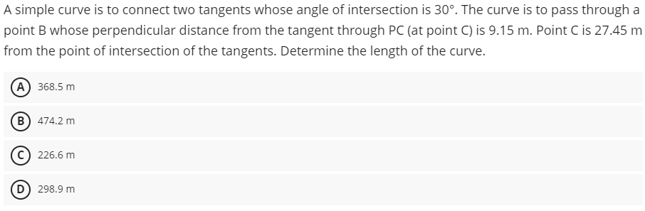 Solved A simple curve is to connect two tangents whose angle | Chegg.com