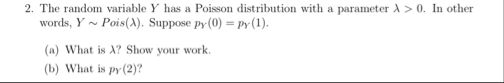 Solved The random variable Y ﻿has a Poisson distribution | Chegg.com