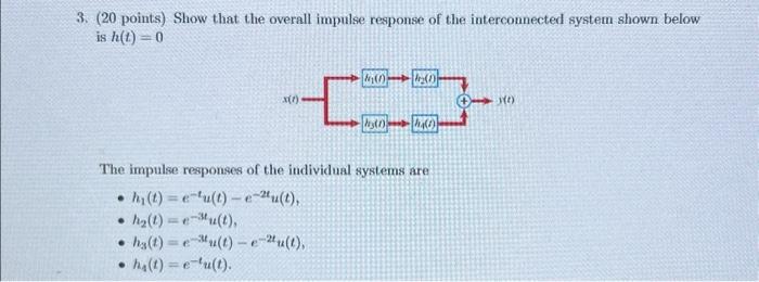 Solved 3. Show that the overall impulse response of the | Chegg.com