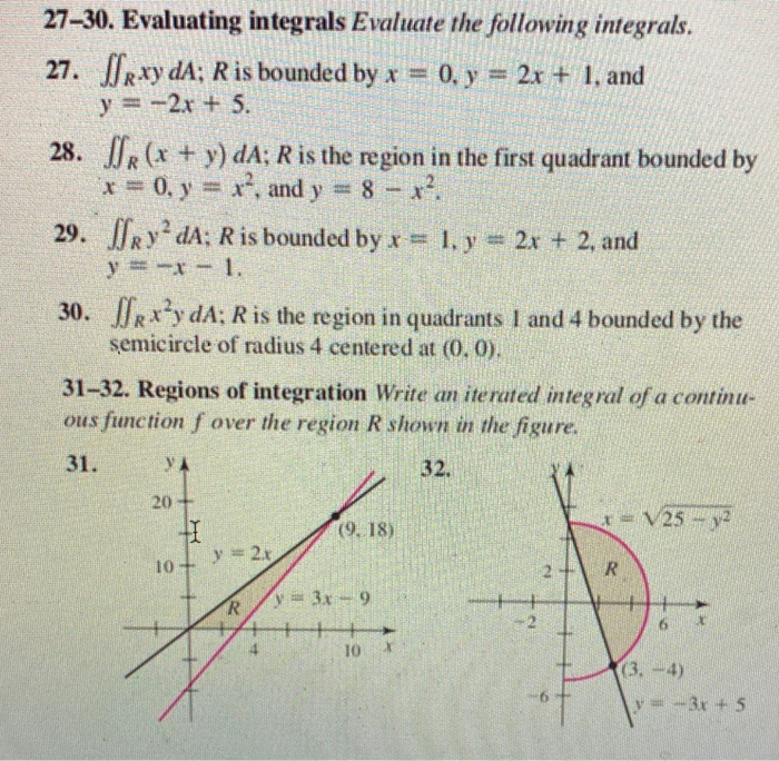 Solved 27–30. Evaluating integrals Evaluate the following | Chegg.com
