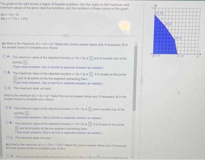 Solved The graph to the right shows a region of feasible | Chegg.com