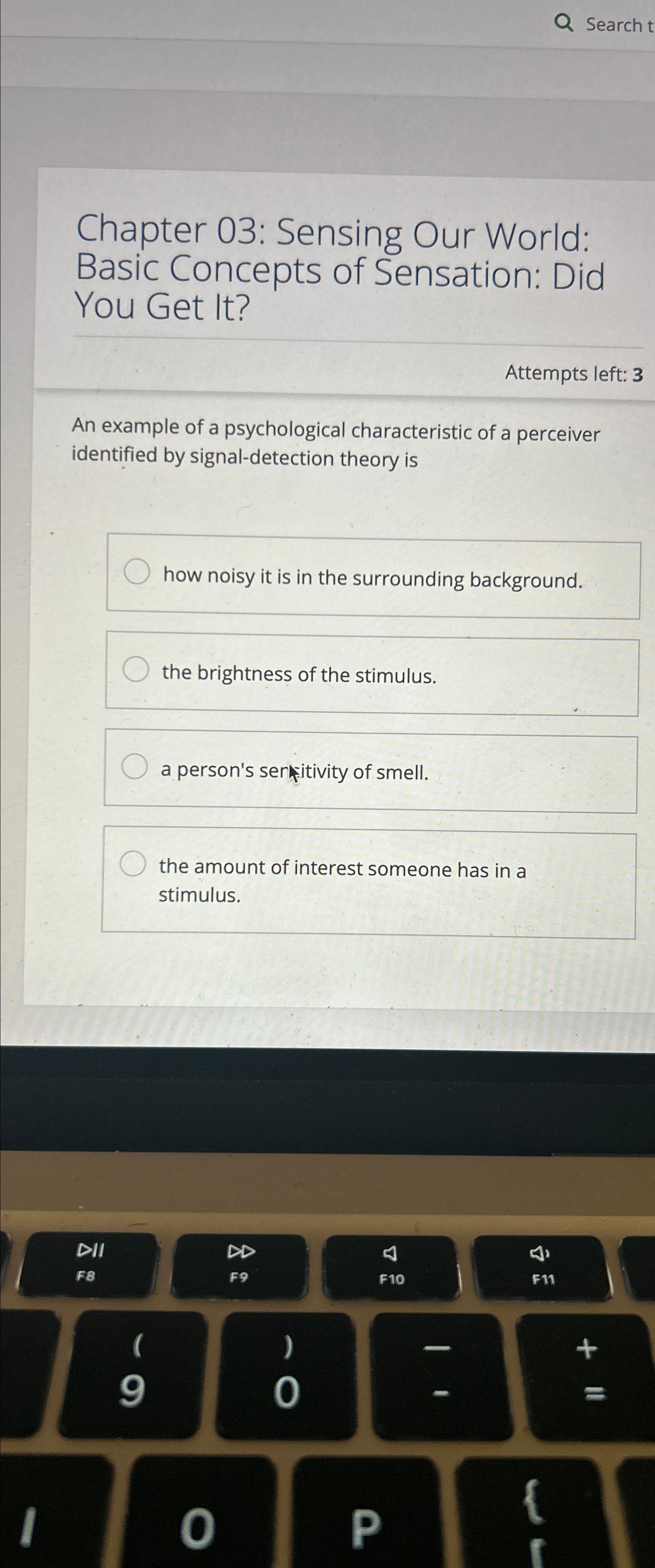Solved Chapter 03: Sensing Our World: Basic Concepts of | Chegg.com