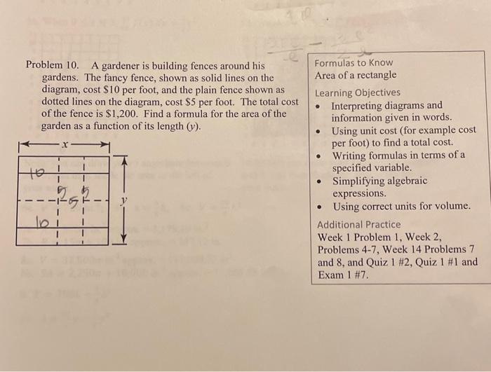 Solved Problem 10 A Gardener Is Building Fences Around His Chegg