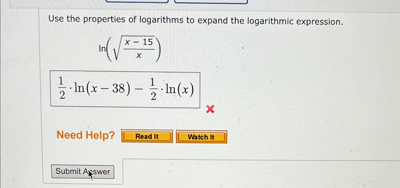 Solved Use the properties of logarithms to expand the | Chegg.com