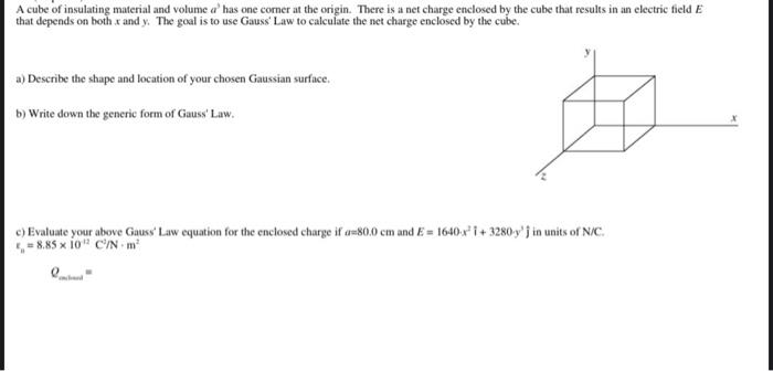 Solved A cube of insulating material and volume a′ has one | Chegg.com