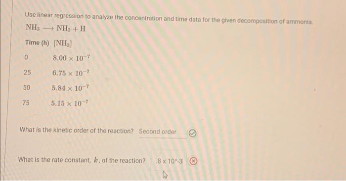 Solved Use linear regression to analyze the concentration | Chegg.com