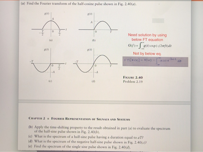 Solved (a) Find the Fourier transform of the half-cosine | Chegg.com