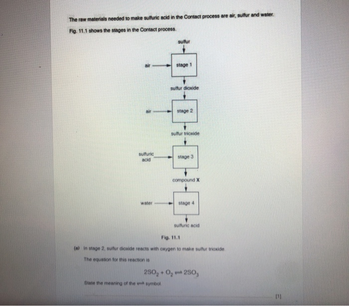 Solved Sulfuric acid is manufactured by the Contact process. | Chegg.com
