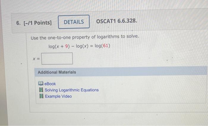 Solved Use the one-to-one property of logarithms to solve. | Chegg.com