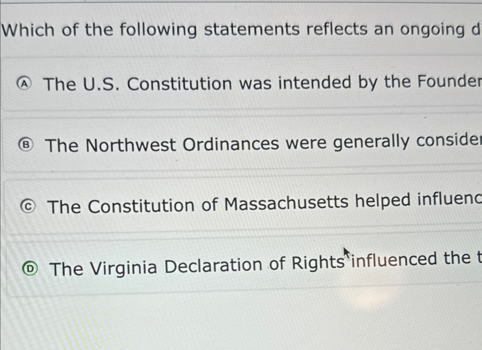 Solved Which of the following statements reflects an ongoing | Chegg.com