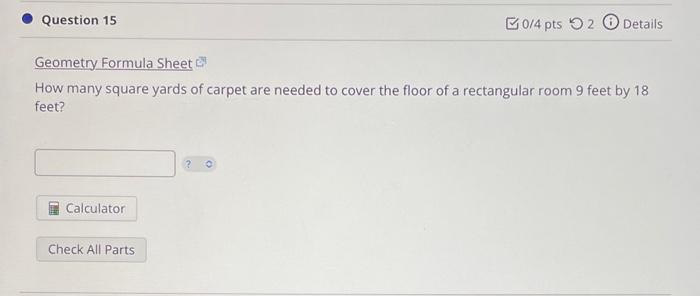 Solved Geometry Formula Sheet 다 How many square yards of | Chegg.com