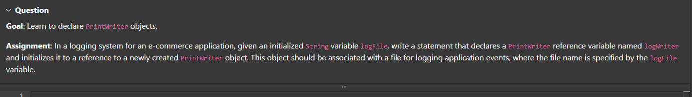 Language: JavaQuestionGoal: Learn to declare | Chegg.com