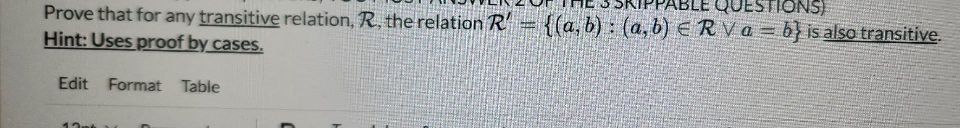 Solved Prove that for any Transitive relation R, the | Chegg.com