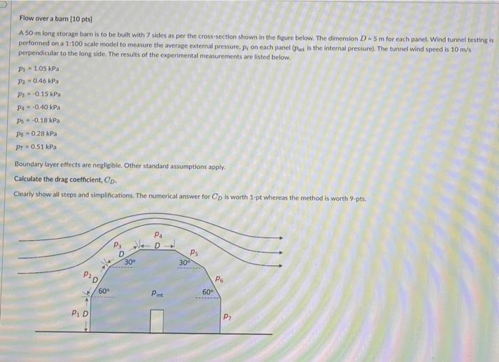 Solved Flow over a barn (10 pts] A 50 m long storage barn is | Chegg.com