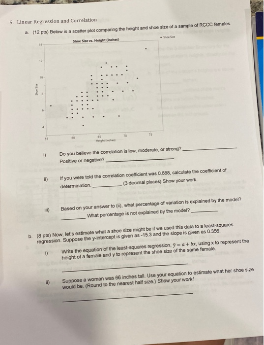 Solved 5. Linear Regression and Correlation a (12 pts) Below | Chegg.com