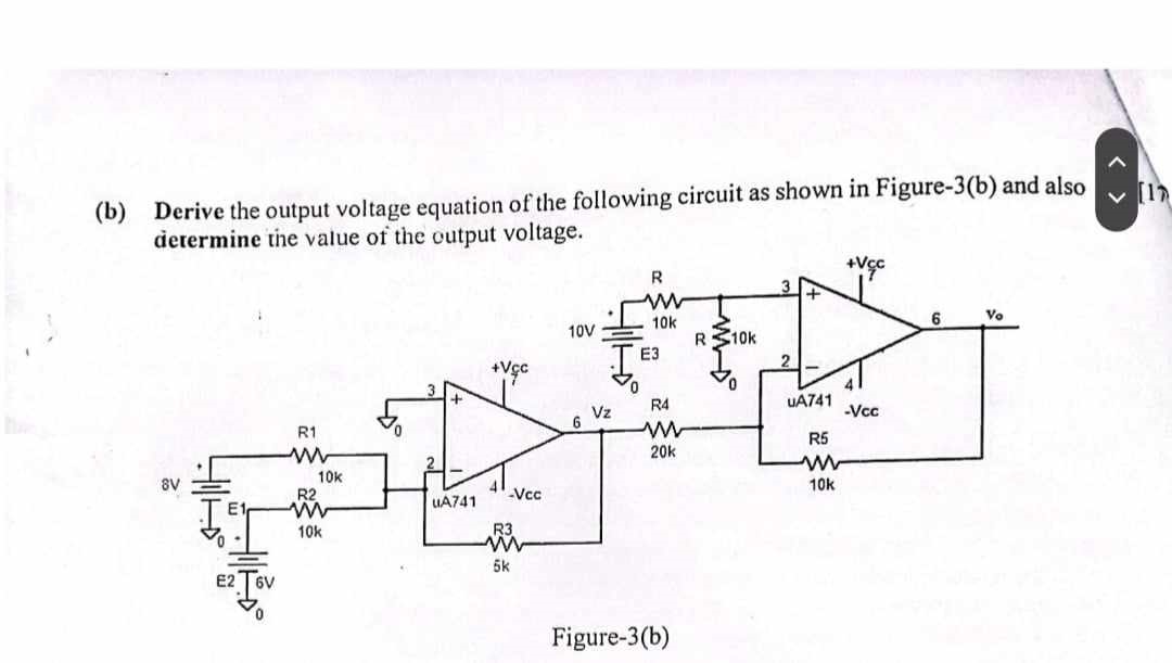 Solved (b) ﻿Derive the output voltage equation of the | Chegg.com