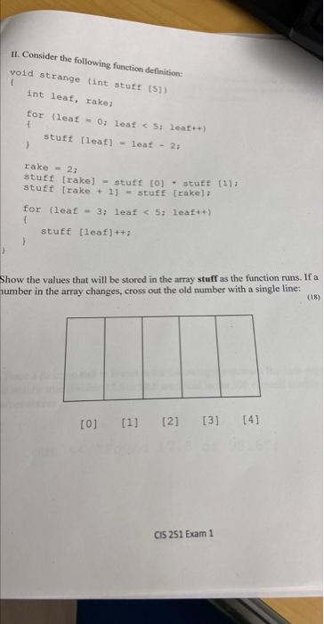 Solved II. Consider the following function definition: void | Chegg.com
