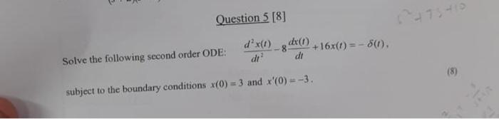Solved Solve the following second order ODE: | Chegg.com
