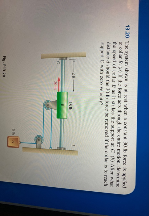 Solved 13.20 The system shown is at rest when a constant | Chegg.com