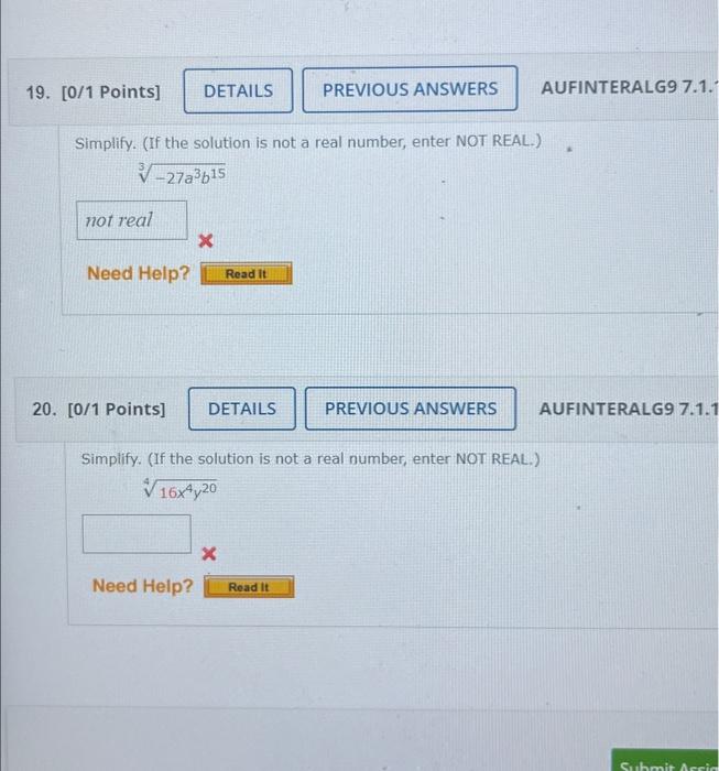 Solved Simplify. (If the solution is not a real number, | Chegg.com