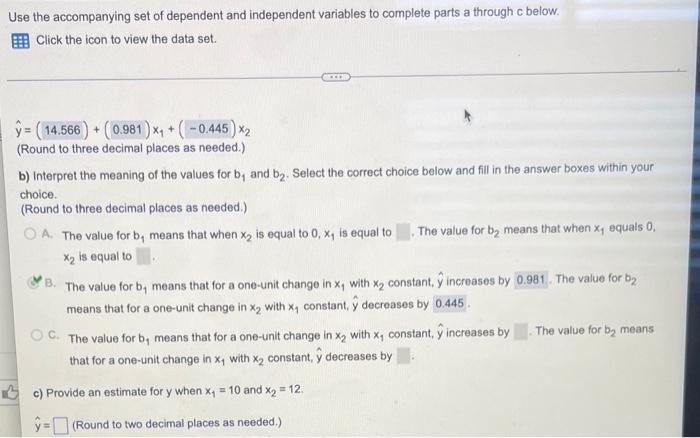 Solved Use the accompanying set of dependent and independent | Chegg.com
