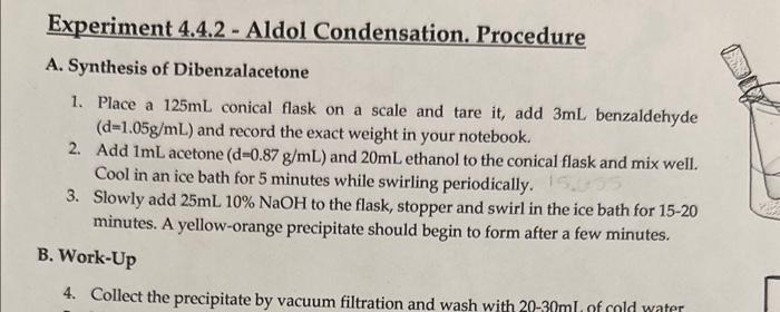 Solved Experiment 4.4.2 - Aldol Condensation. Procedure A. | Chegg.com