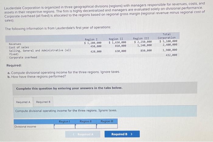 Solved Lauderdale Corporation is organized in three | Chegg.com