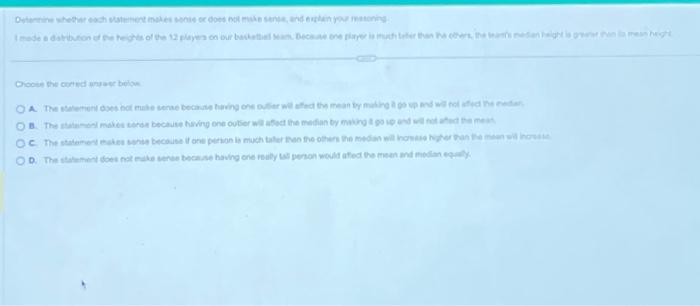 Solved Determine whether each statement makes sense or does | Chegg.com