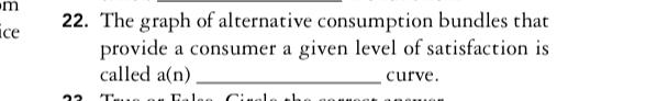 Solved The graph of alternative consumption bundles that | Chegg.com