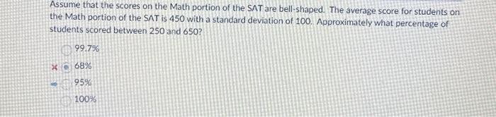 Assume that the scores on the Math portion of the SAT | Chegg.com