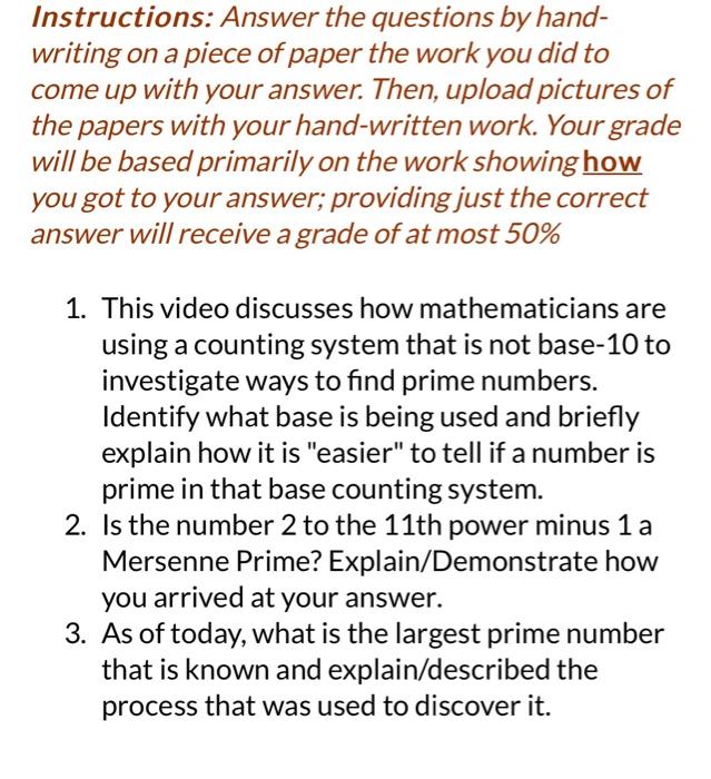 Solved Instructions: Answer the questions by handwriting on | Chegg.com