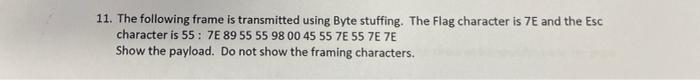 Solved 11. The following frame is transmitted using Byte | Chegg.com