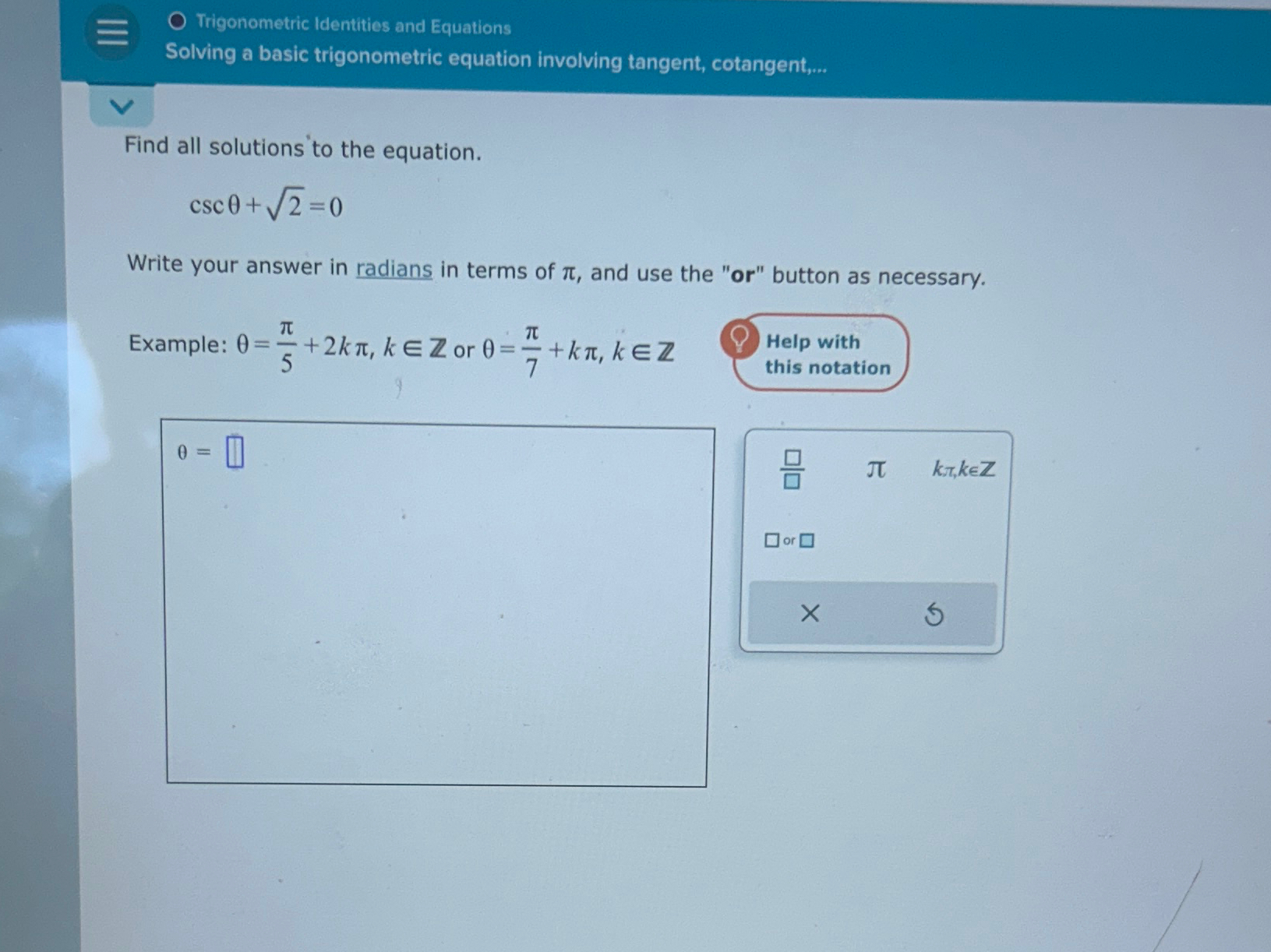Trigonometric Identities and EquationsSolving a basic | Chegg.com