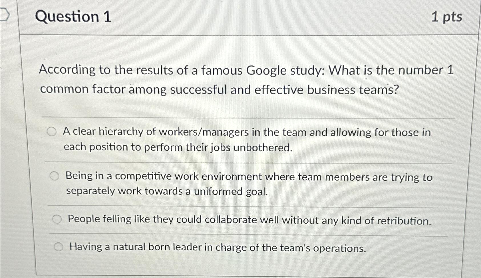 Solved Question 11 ﻿ptsAccording to the results of a famous | Chegg.com