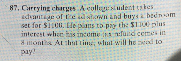 Solved 87. Carrying charges A college student takes | Chegg.com