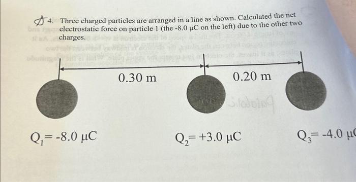 Solved 4. Three charged particles are arranged in a line as | Chegg.com