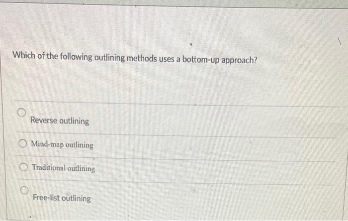 Solved Which of the following outlining methods uses a | Chegg.com