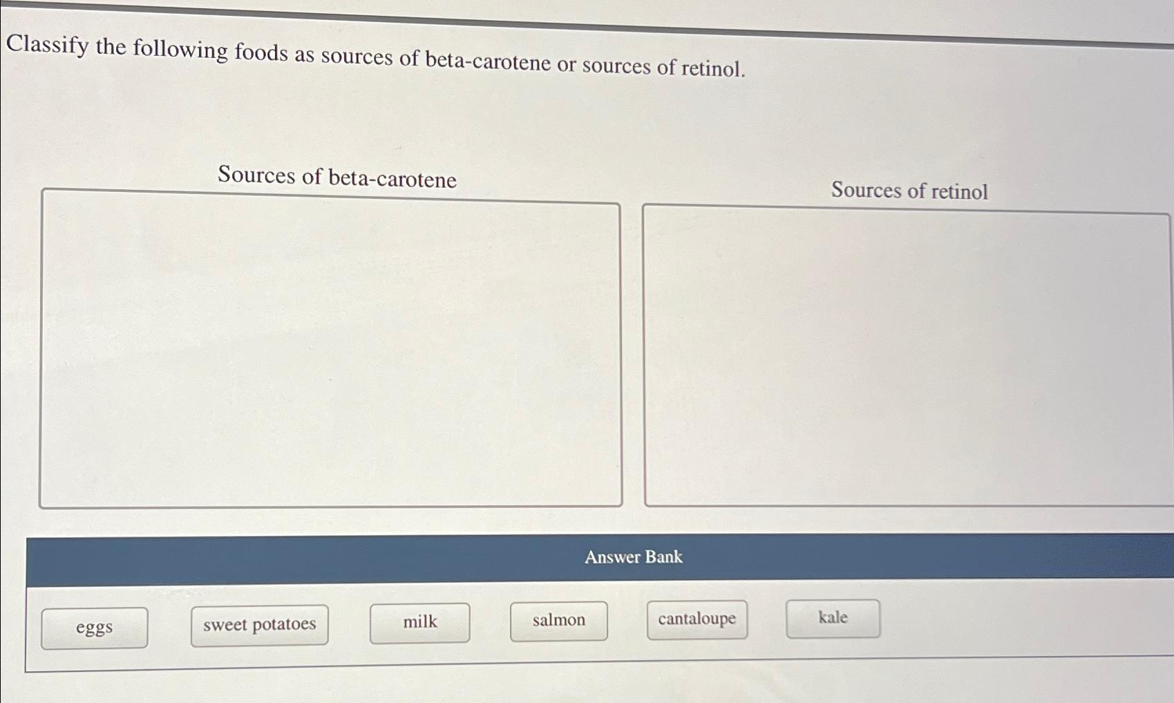 Solved Classify the following foods as sources of | Chegg.com
