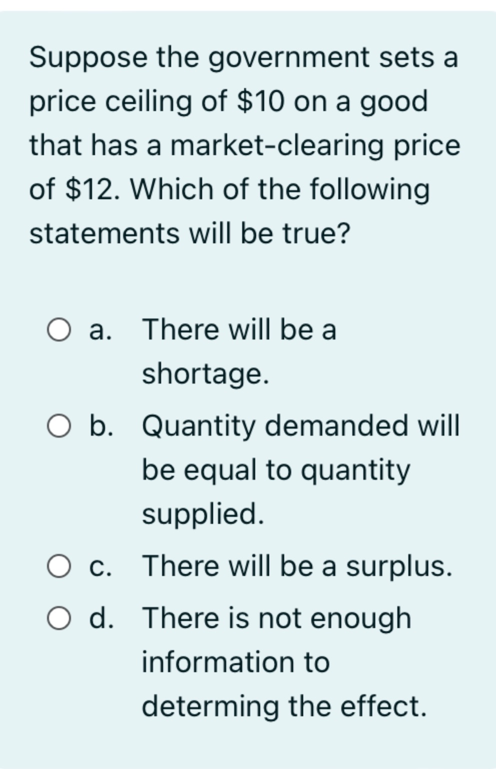 Solved Suppose the government sets aprice ceiling of $10 ﻿on | Chegg.com