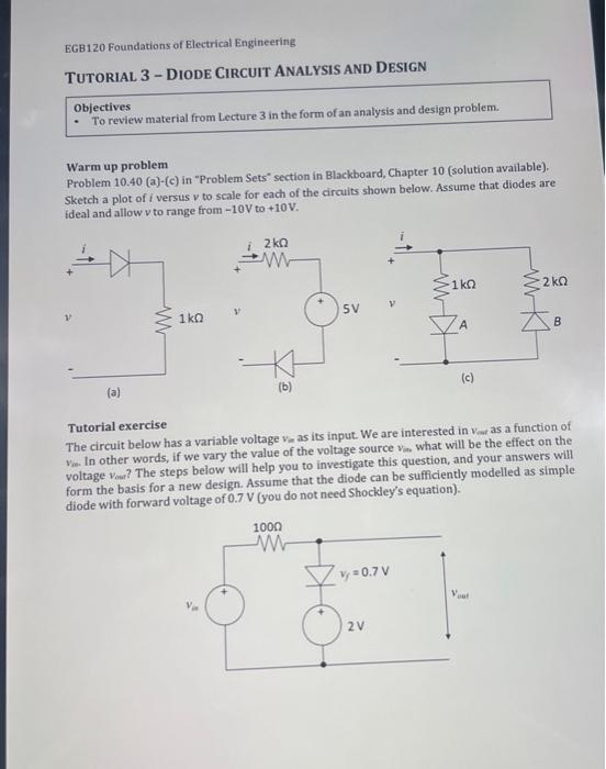 Solved EGB120 Foundations of Electrical Engineering TUTORIAL | Chegg.com